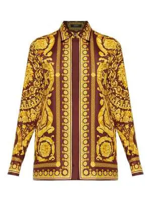 Versace Floral Silk Blouse - Red