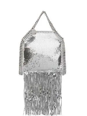 Stella McCartney Falabella Mini Tote Bag With Fringe - Silver