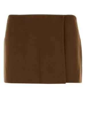 Miu Miu Wool Blend Mini Skirt - Brown