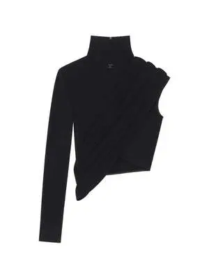 COURREGES Asymmetrical Crop Top - Black