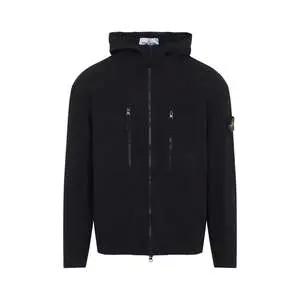 Stone Island Cotton Hooded Jacket - Black