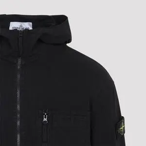 Stone Island Cotton Hooded Jacket - Black