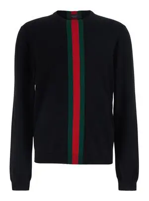 Gucci Wool Crewneck Sweater With Web Detail - Multicolor