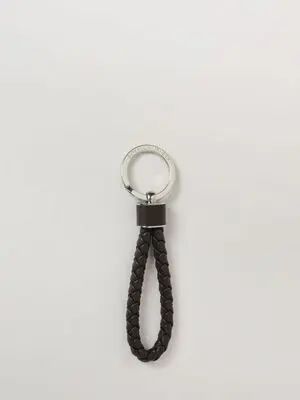 Bottega Veneta Woven Leather And Brass Keychain - Brown
