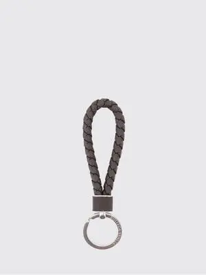 Bottega Veneta Woven Leather And Brass Keychain - Brown