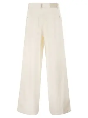 Brunello Cucinelli Relaxed Trousers In Dyed Denim With Jewellery - Cream