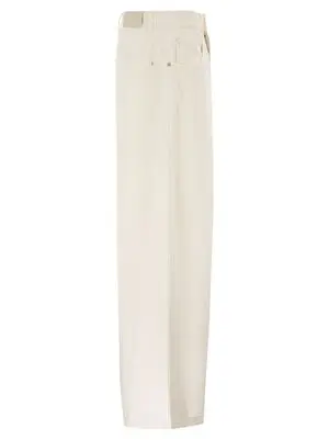 Brunello Cucinelli Relaxed Trousers In Dyed Denim With Jewellery - Cream