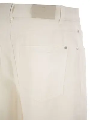 Brunello Cucinelli Relaxed Trousers In Dyed Denim With Jewellery - Cream