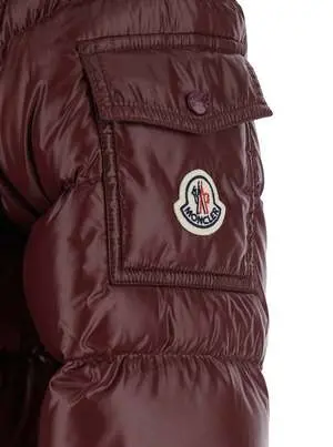 Moncler Barante' Down Jacket With Hood And Applied Pocket On Sleeve With Logo Patch In Tech Fabric For - Red