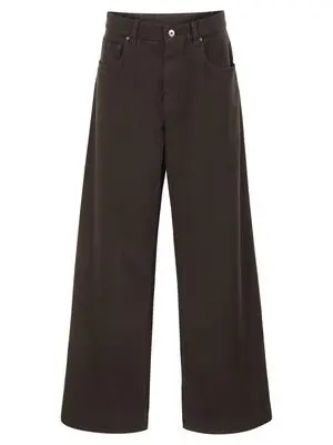 Brunello Cucinelli Relaxed Trousers In Dyed Denim With Jewellery - Brown