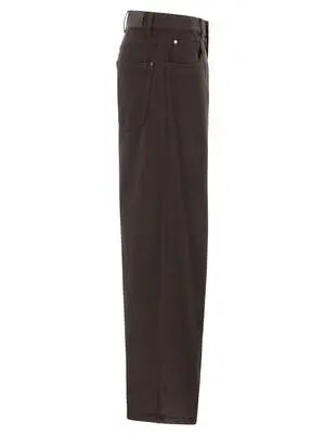 Brunello Cucinelli Relaxed Denim Trousers With Monile Detailing - Brown