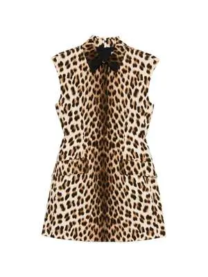 Sportmax Lonza Short Dress With Animal Print - Brown