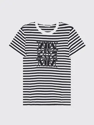Max Mara Striped Slim Fit Cotton T-shirt With Monogram