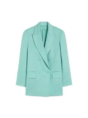 Max Mara Olimpia Jacket In Chevron Linen Aqua