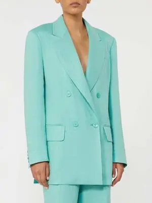 Max Mara Olimpia Jacket In Chevron Linen Aqua
