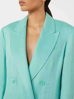Max Mara Olimpia Jacket In Chevron Linen Aqua