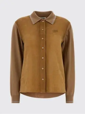 Miu Miu Suede And Wool Cardigan - Brown