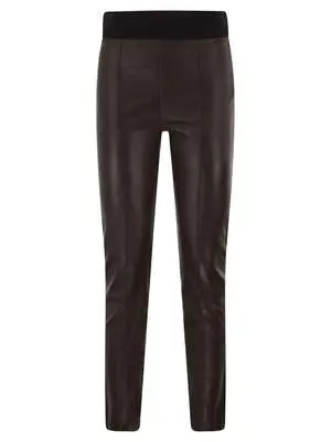 Brunello Cucinelli Skinny Fit Stretch Nappa Leather Trousers - Brown