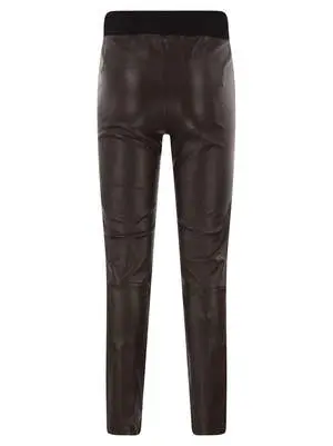 Brunello Cucinelli Skinny Fit Stretch Nappa Leather Trousers - Brown