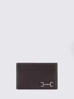 Gucci Flat Smooth Leather Card Holder With Horsebit Detail - Brown
