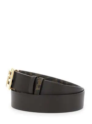 Fendi Reversible Belt With Ff Metal Buckle In Leather For - Brown