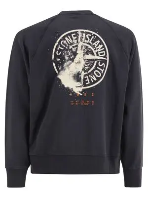 Stone Island Cotton Crew Neck Sweatshirt With Oversized Compass Back Print
