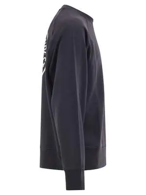 Stone Island Cotton Crew Neck Sweatshirt With Oversized Compass Back Print - Blue