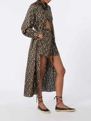 Max Mara Printed Silk Twill Shirt Dress - Black