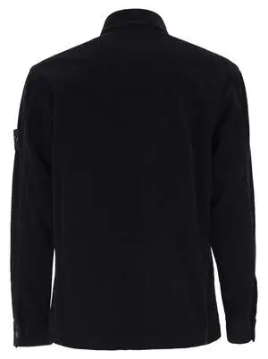 Stone Island Cotton Corduroy Overshirt With Compass Badge - Blue