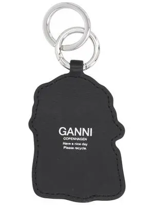 GANNI Leather Keychain - Black
