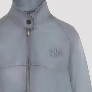 Miu Miu Nappa Leather Jacket - Blue