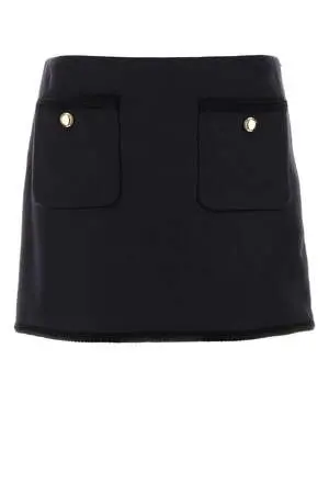 Miu Miu Midnight Blue Wool Mini Skirt - Black