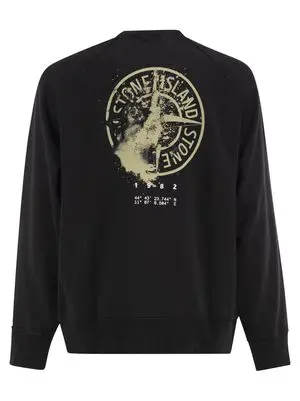 Stone Island Cotton Crew Neck Sweatshirt With Oversized Compass Back Print