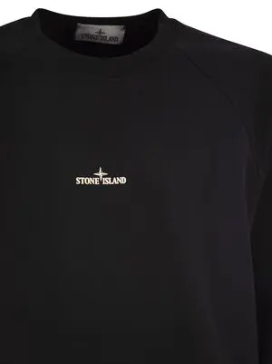Stone Island Cotton Crew Neck Sweatshirt With Oversized Compass Back Print