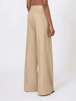 Max Mara Regular-fit Linen Natté Trousers Camel
