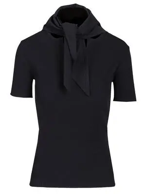 Max Mara Viscose Crepe Scarf Sweater - Blue