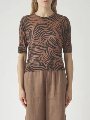 Max Mara Zebra Print Cotton Blend Sweater - Brown