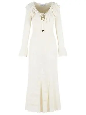 SELF-PORTRAIT Floral Crochet' Midi Dress In Viscose Blend - White