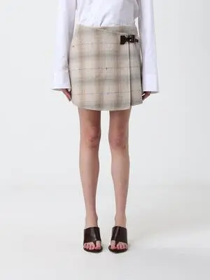 Loewe Check Wool And Cashmere Mini Skirt - Cream