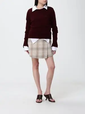 Loewe Check Wool And Cashmere Mini Skirt - Cream