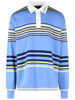 Amiri Striped' Cotton Polo Shirt - Blue