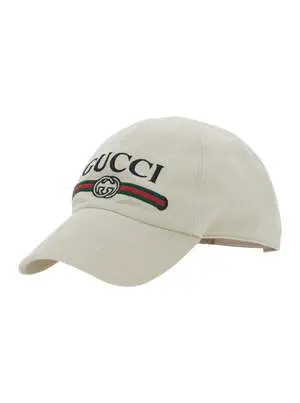 Gucci Fake' Hat With Embroidered Logo On The Front In Cotton For - White