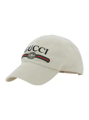 Gucci Cotton Baseball Cap With Embroidered Logo - White