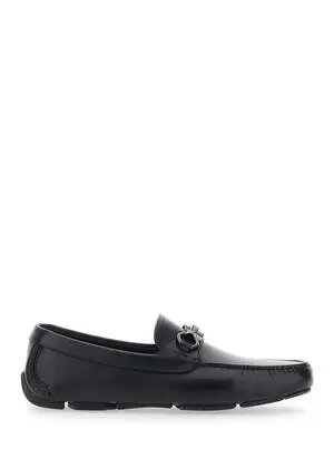 FERRAGAMO Sunsay Leather Loafers - Black