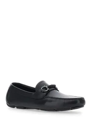 FERRAGAMO Sunsay Leather Loafers - Black