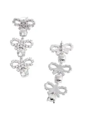 SELF-PORTRAIT Crystal Micro Bow Tiered Earrings