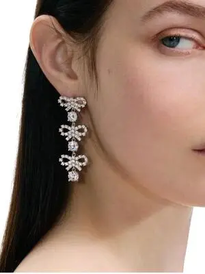 SELF-PORTRAIT Crystal Micro Bow Tiered Earrings
