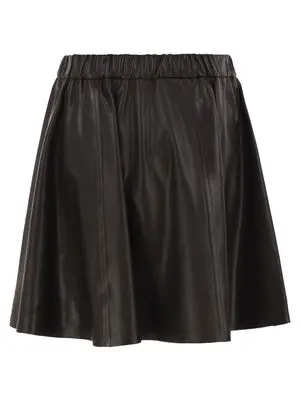 Brunello Cucinelli Flared Nappa Leather Skirt With Elasticated Waist