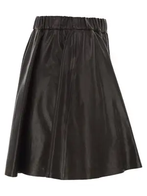 Brunello Cucinelli Flared Nappa Leather Skirt With Elasticated Waist