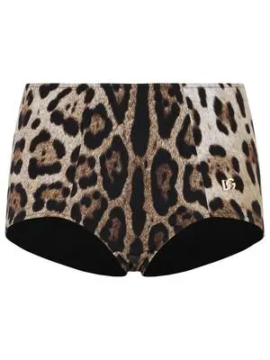 Dolce & Gabbana Leo Print Stretch Polyamide Beach Culottes - Brown